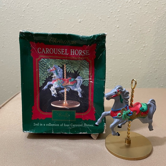 Hallmark | Holiday | Hallmark Vtg 989 Christmas Carousel Horse Holly ...